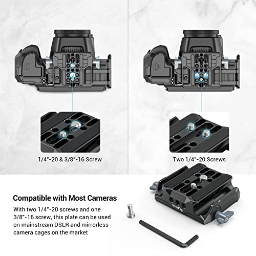 SmallRig Universal LWS Baseplate Compatible with DSLR and Mirrorless Camera Cages, Comes with Dual 15mm Rod Clamp - 3357