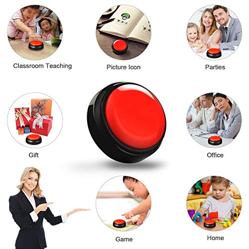 Record Talking Button Easy Button Talking Button Record Recordable Sound Buttons Answer Buzzers Talk Button(Black+Red)