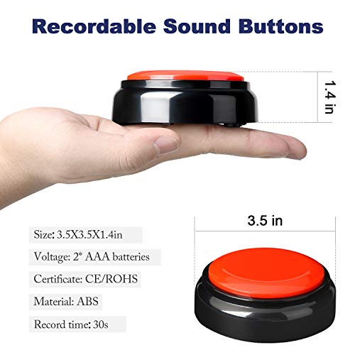 Record Talking Button Easy Button Talking Button Record Recordable Sound Buttons Answer Buzzers Talk Button(Black+Red)