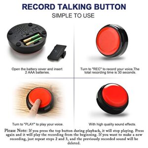 Record Talking Button Easy Button Talking Button Record Recordable Sound Buttons Answer Buzzers Talk Button(Black+Red)