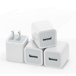 fangben usb wall charger block,4pack usb charger plug box charging cube cell phone brick compatible with iphone xr x xs xs max se 8 8 plus 7 7 plus 6 6s plus 5 5s