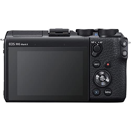 Canon EOS M6 Mark II Mirrorless Digital Camera with 15-45mm Lens and EVF-DC2 Viewfinder (Black) (3611C011), 64GB Tough Card, Case, Flex Tripod, Hand Strap, Cap Keeper, Memory Wallet + More (Renewed)