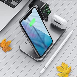 4 in 1 Wireless Charging Station,2021 Upgraded Fast Charging Dock Stand for iWatch Series 7/6/SE/5/4/3/2, AirPods & Pencil, Compatible with iPhone13/12Pro/11/XS/XR/8/Samsung