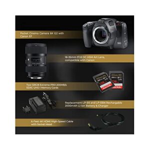 Blackmagic Pocket Cinema Camera 6K G2 (Canon EF) with Sigma 18-35mm Accessory Bundle (6 Items)