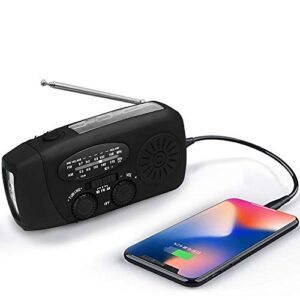 upgraded emergency solar weather radio hurricane supplies earthquake kit hand crank self powered am/fm/wb noaa wind up survival radios led flashlight 1000mah power bank for iphone smart phone