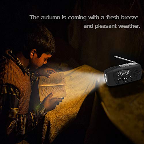 Upgraded Emergency Solar Weather Radio Hurricane Supplies Earthquake Kit Hand Crank Self Powered AM/FM/WB NOAA Wind up Survival Radios LED Flashlight 1000mAh Power Bank for iPhone Smart Phone