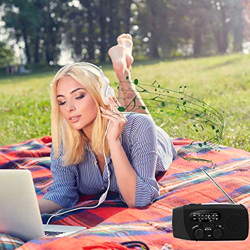 Upgraded Emergency Solar Weather Radio Hurricane Supplies Earthquake Kit Hand Crank Self Powered AM/FM/WB NOAA Wind up Survival Radios LED Flashlight 1000mAh Power Bank for iPhone Smart Phone