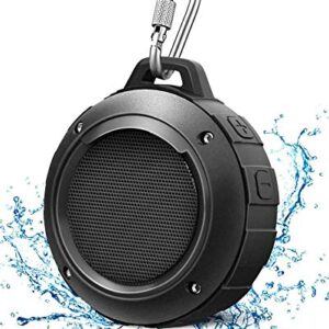 Outdoor Waterproof Bluetooth Speaker,Kunodi Wireless Portable Mini Shower Travel Speaker with Subwoofer, Enhanced Bass, Built in Mic for Sports, Pool, Beach, Hiking, Camping (Black)