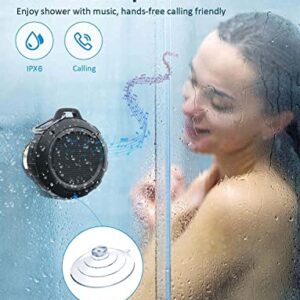 Outdoor Waterproof Bluetooth Speaker,Kunodi Wireless Portable Mini Shower Travel Speaker with Subwoofer, Enhanced Bass, Built in Mic for Sports, Pool, Beach, Hiking, Camping (Black)