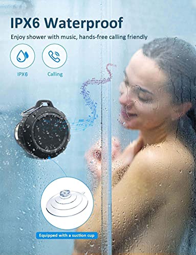 Outdoor Waterproof Bluetooth Speaker,Kunodi Wireless Portable Mini Shower Travel Speaker with Subwoofer, Enhanced Bass, Built in Mic for Sports, Pool, Beach, Hiking, Camping (Black)