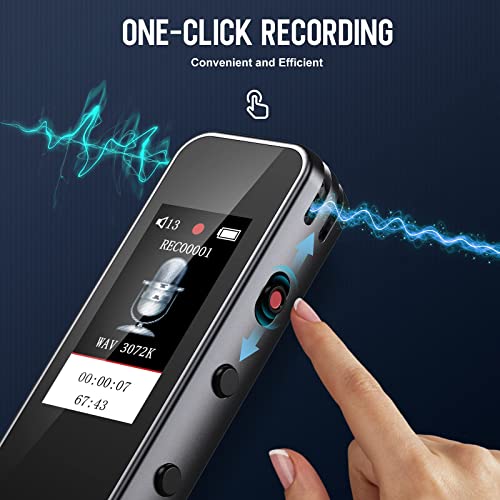 64GB Digital Voice Recorder, COCONISE Audio Recorder with 3072Kbps HD Recording, Voice Activated Recorder for Lecture with MP3 Player, A-B Loop Playback, Password, Accelerate Function