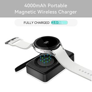 NEWDERY Portable Charger for Samsung Galaxy Watch, 4000mAh Fast Charging Wireless Power Bank with USB C Cable, Magnetic Travel Charger Stand for Samsung Galaxy Watch 4/3/Active/Active 2/Gear S3/S2