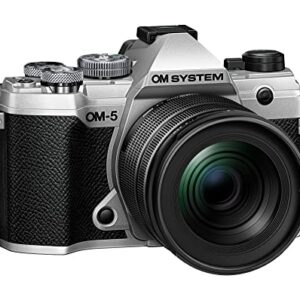 OM System OM-5 Silver Micro Four Thirds System Camera M.Zuiko Digital ED 12-45mm F4.0 PRO kit Outdoor Camera Weather Sealed Design 5-Axis Image Stabilization 50MP Handheld High Res Shot