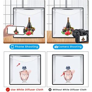 OBEST Photo Light Box Photography,16"x16" Photo Box with 160 LED Lights Three Color 3200-6500K Lights Dimmable and 12 Color Backgrounds Lightbox for Product Photography,Photo Background Shooting Tent