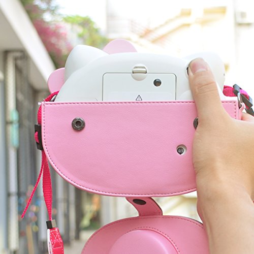 HelloHelio Mini Hello Kitty Instant Camera Case for Fujifilm Instax Cameras, [Exact-Fit] Pink Kitty Bowknot Bag for INS Mini KIT CHEKI Camera (2014-2019) – Pink