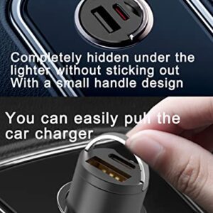 Car Charger USB C Fast Charge, Mini Zinc Alloy 30W PD&QC Dual Port Car Charger [with 2.6ft USB C 100W Cable] i Phone13 12 11 Pro Max X XR XS/Galaxy S21/20 Pixel i Pad Pro &Dash Cam, Black (FL-C30AC)