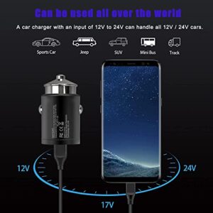 Car Charger USB C Fast Charge, Mini Zinc Alloy 30W PD&QC Dual Port Car Charger [with 2.6ft USB C 100W Cable] i Phone13 12 11 Pro Max X XR XS/Galaxy S21/20 Pixel i Pad Pro &Dash Cam, Black (FL-C30AC)