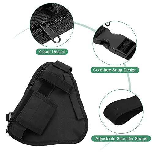 Zerone Walkie Talkie Bag, 10.2x6.69inches Two-Way Radio Pouch Portable Walkie Talkie Vest Chest Bag Pouch Black with Adjustable Strap Two Way Radios Carry Case Accessory Holder