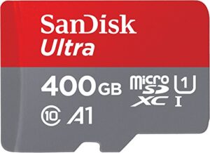 sandisk 400gb ultra microsdxc uhs-i memory card with adapter – 100mb/s, c10, u1, full hd, a1, micro sd card – sdsquar-400g-gn6ma