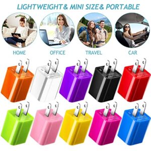 12 Pieces Dual Port USB Wall Charger USB Charger Adapter Quick Charger Cube 2.1A USB Charger Wall Plug Charging Block Replacement for Most Smartphones and Tablets (Multiple Colors)