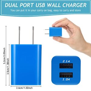 12 Pieces Dual Port USB Wall Charger USB Charger Adapter Quick Charger Cube 2.1A USB Charger Wall Plug Charging Block Replacement for Most Smartphones and Tablets (Multiple Colors)