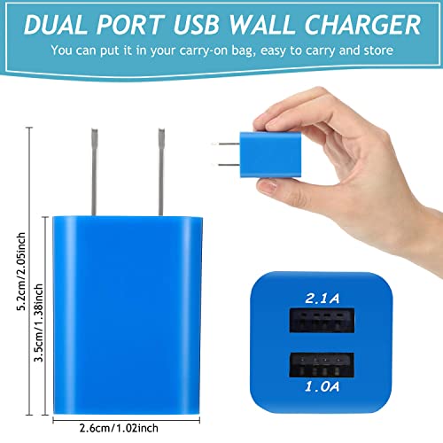 12 Pieces Dual Port USB Wall Charger USB Charger Adapter Quick Charger Cube 2.1A USB Charger Wall Plug Charging Block Replacement for Most Smartphones and Tablets (Multiple Colors)