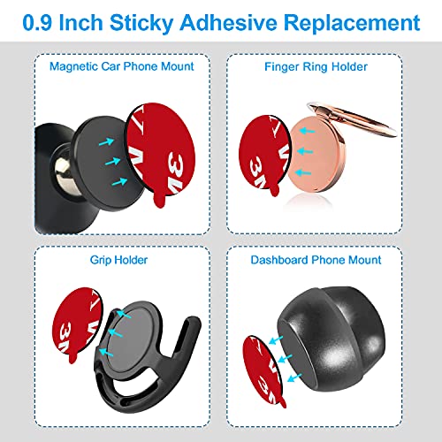 volport 3M Sticky Adhesive Replacement Compatible with Socket Mount Base, 10 Pack VHB Sticker Pads for Car Magnetic Phone Holder and 2pcs 1.38 Inches Double Sided Tape for Collapsible Grip & Stand