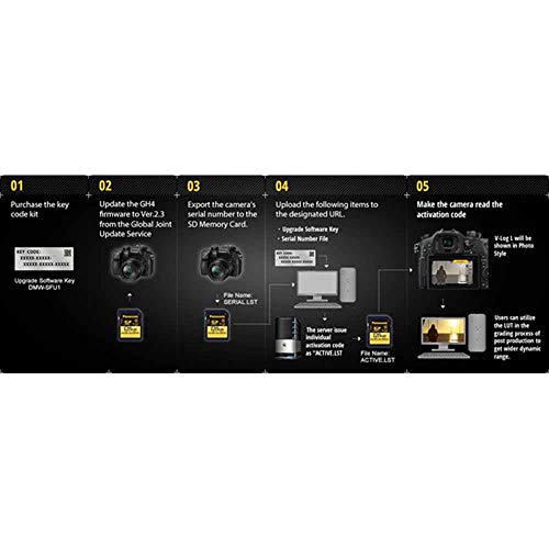 Panasonic DMW-SFU1-VLOG Lumix V-Log L Function Firmware Upgrade Kit, USA Model Version,Black