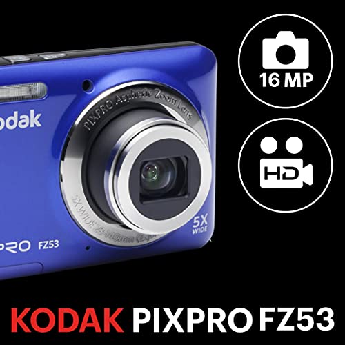 Kodak FZ53-BL Point and Shoot Digital Camera with 2.7" LCD, Blue