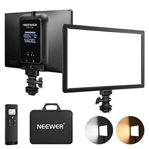 NEEWER Advanced 2.4G LED Video Light Panel Lighting Kit, 12.9" Dimmable Bi Color Soft Key Light with Remote/3200K~5600K/CRI 97+/Built in 7.4V 5200mAh Battery for Game/Live Stream/YouTube/Photography