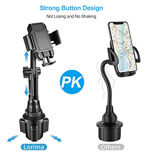 Lorima Cup Phone Holder for Car, [Easy to Install & Height Adjustable], Cup Holder Phone Mount for iPhone Samsung and All 4-6.7in Cell Phones,Cup Holder Phone Holder for Cars/SUVs/Trucks