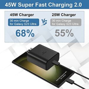 Samsung 45W Type C Charger Super Fast Charging USB C Wall Charger with 6FT C Cable for Samsung Galaxy S23 Ultra/S23/S23+/S22/S21/S20/S10/S9/Note 20/10/9/8/Galaxy Tab S7/S8,and more USB C Galaxy Series