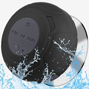 annlend waterproof bluetooth shower speaker portable wireless water-resistant speaker suction cup,built-in mic gifts for kids speakerphone for iphone phone tablet bathroom kitchen – black