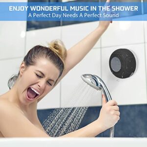 Annlend Waterproof Bluetooth Shower Speaker Portable Wireless Water-Resistant Speaker Suction Cup,Built-in Mic Gifts for Kids Speakerphone for iPhone Phone Tablet Bathroom Kitchen - Black