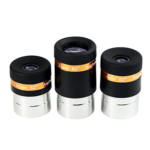 SVBONY Telescope Lens 4mm 10mm 23mm Telescope Eyepieces Fully Coated Lens Telescope Accessories Kit Wide Angle for 1.25 inches Astronomic Telescope