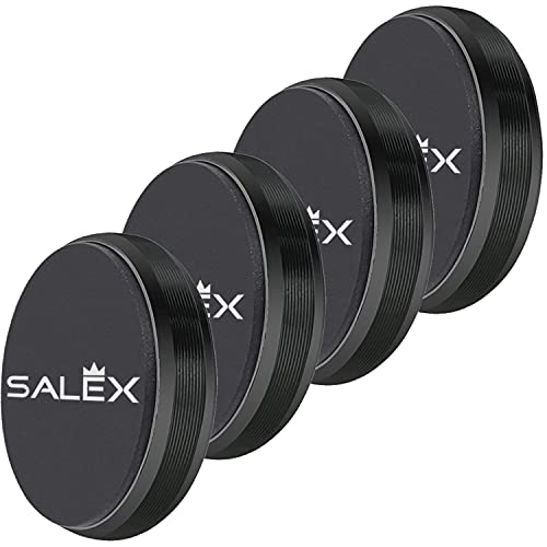 SALEX Magnetic Phone Mount 4 Pack. Black Flat Cell Phone Holder for Car Dashboard, Wall, Truck. Universal Stick on iPad Wall Magnet Mount Kit for Tablets, Smartphones. Magnetic Car Mount for iPhone