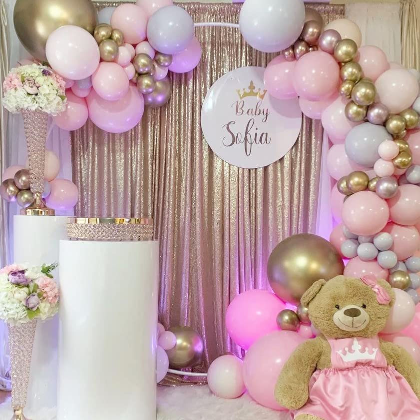 Sequin Backdrop 4 Packs 2ftx8ft Champagne Shimmer Baby Shower Curtains Wedding Party Background Drapes Photograph