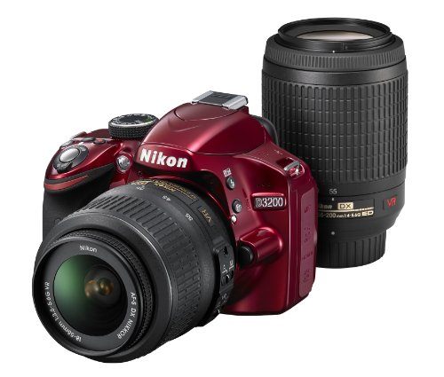 Nikon Digital Single-lens Reflex Camera D3200 200mm Double Zoom Kit Comes 18-55mm/55-200mm Red D3200wz200rd