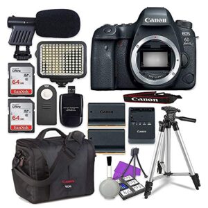 canon eos 6d mark ii digital slr camera body + 2x 64gb sdhc memory cards + accessory bundle (renewed)