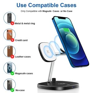 ZUBARR 4 in 1 Fast Wireless Charger, Magnetic Wireless Charging Station Compatible with iPhone 14/13/12 Series, iWatch SE/6/5/4/3/2, Airpods 2/Pro and Pencil 1nd with QC 3.0 Adapter