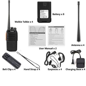 Seodon Walkie Talkies for Adults Long Range with One Extra Battery for Each Radio Rechargeable 4 Pack Up to 5 Miles Range in The Open Filed Two Way Radios with Earpiece/Headsets