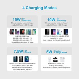 15W Wireless Charger Fast Charging Pad Compatible Samsung Galaxy S23 S22 S21 S20 Ultra 5G FE S10 S9 S8 S7 S6, Note 20 10 9 8, Z Fold4/3/2, Z Flip4/3, iPhone 14 13 12 11 Pro Max, Google Pixel 7 6 5 4