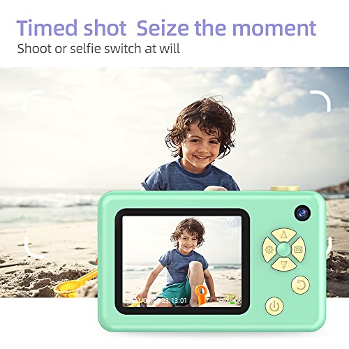 Kids Digital Camera, FHD 1080P Digital Camera for Kids with 32GB SD Card 8X Zoom Compact Point and Shoot Digital Camera, Portable Mini Kids Camera for Teens Students Boys Girls Tweens - Green