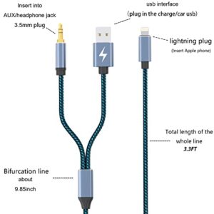 GobbaGoods Lightning to 3.5mm Aux Cord Audio Jack 2 in 1 Charging Audio Cable Works with Car Stereo Speaker Headphone Car Charger to 3.5mm Stereo Aux Cable Compatible with 13 Pro/12/11/X/8/7 3.3FT