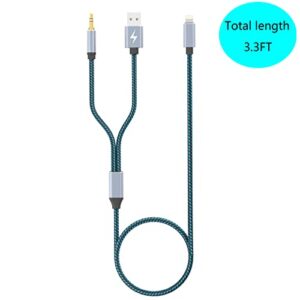 GobbaGoods Lightning to 3.5mm Aux Cord Audio Jack 2 in 1 Charging Audio Cable Works with Car Stereo Speaker Headphone Car Charger to 3.5mm Stereo Aux Cable Compatible with 13 Pro/12/11/X/8/7 3.3FT