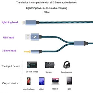 GobbaGoods Lightning to 3.5mm Aux Cord Audio Jack 2 in 1 Charging Audio Cable Works with Car Stereo Speaker Headphone Car Charger to 3.5mm Stereo Aux Cable Compatible with 13 Pro/12/11/X/8/7 3.3FT