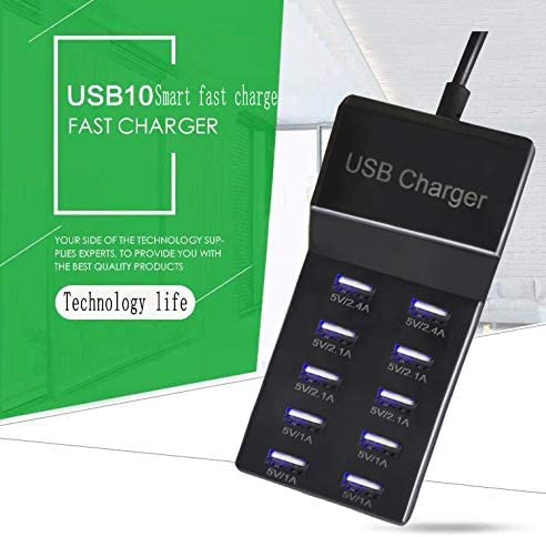 USB Charging Station10-Port USB Charger,Multiport USB Charger Station Hub, Compatible with iPhone, Galaxy, iPad Tablet, and Other USB Charging Devices1