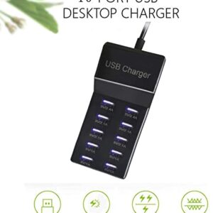 USB Charging Station10-Port USB Charger,Multiport USB Charger Station Hub, Compatible with iPhone, Galaxy, iPad Tablet, and Other USB Charging Devices1