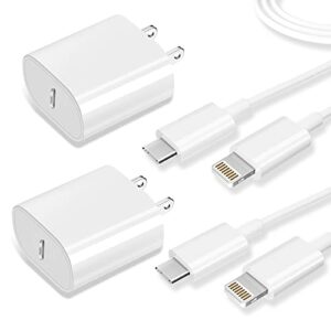 phone 13 12 fast charger,mfi certified 2-pack 20w type c fast charger block with 6.6ft usb-c to lightnin cable compatible with phone 13/13 pro/13 mini/12/12 pro/12 pro max/11/11 pro/xs max/xr/x/8plus