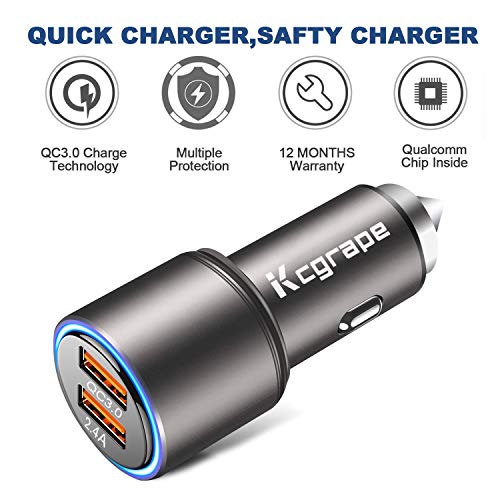 30W Fast Car Charger for LG K51 Q70 Wing K92 5G G8X G8 G7 V40 V50 V35 V60 Thinq,Stylo 6 5 5X 4,Q7 Plus,V30,Oneplus 10 Pro 5G/9 8 7T/Nord N200 N100,TCL 20S,2Port USB Adapter:Quick Charge 3.0+ Cord